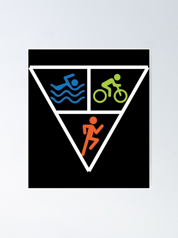 "Triathlon Triangle Swim Bike Run Triathlete Sticker" Poster for Sale ...