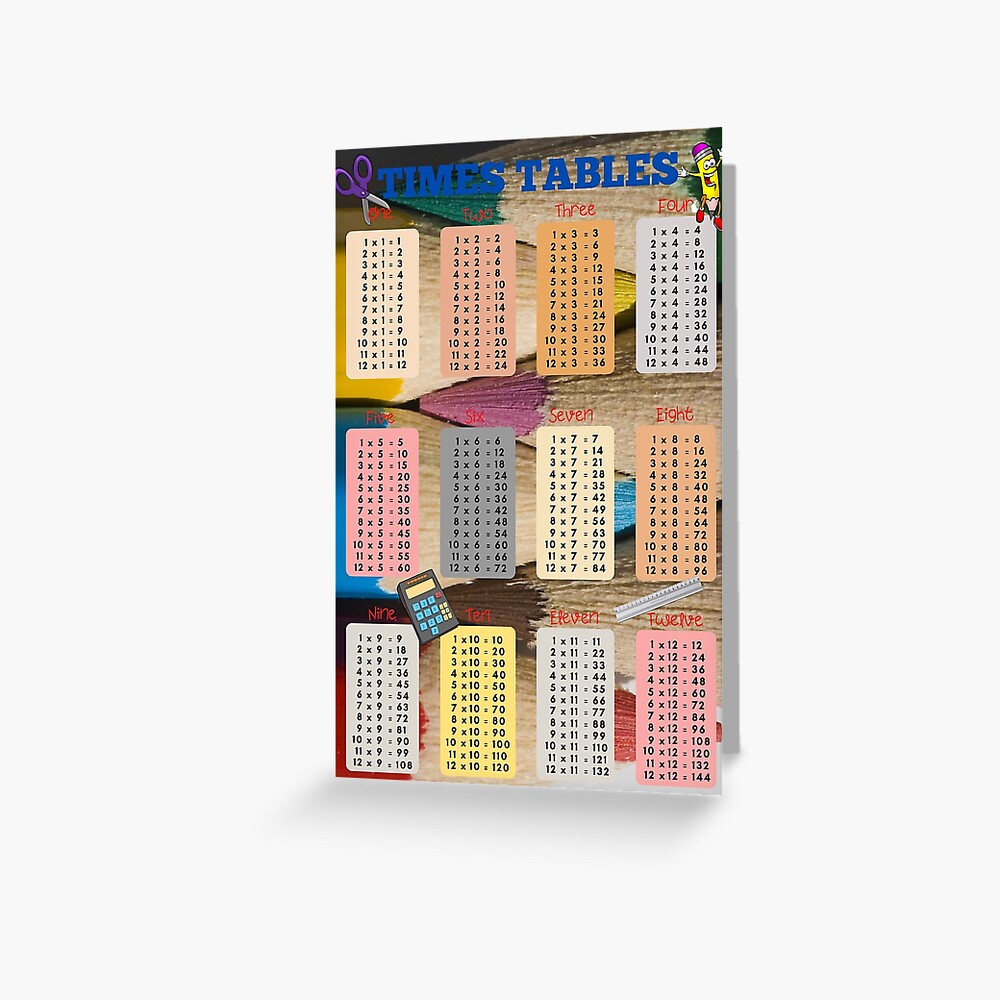 "Pencils Times Tables Chart" Greeting Card by AptitudePics | Redbubble