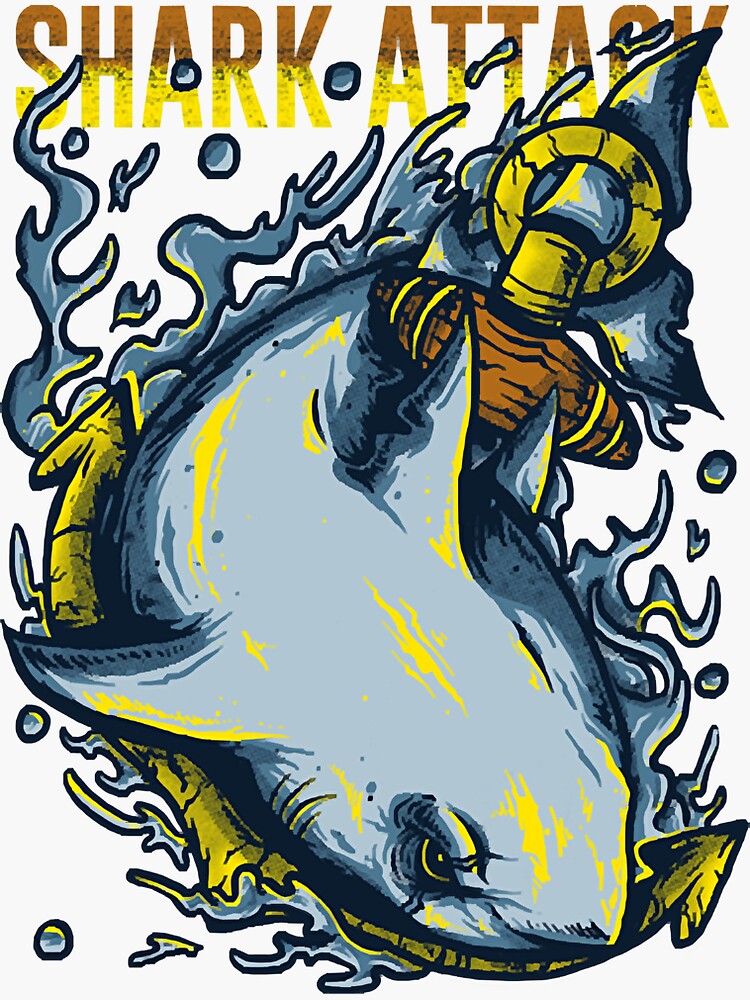 "Shark Attack " Sticker by WsEZD2n7 | Redbubble
