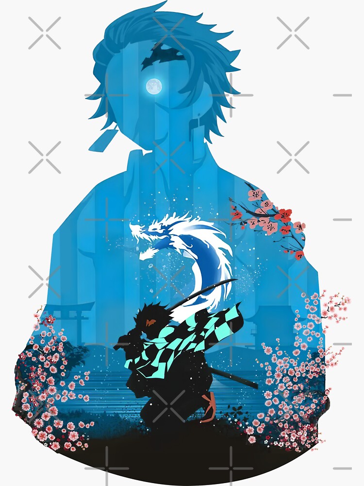 "Kamado Tanjiro Blue Illustration - Demon Slayer Japanese Anime ...