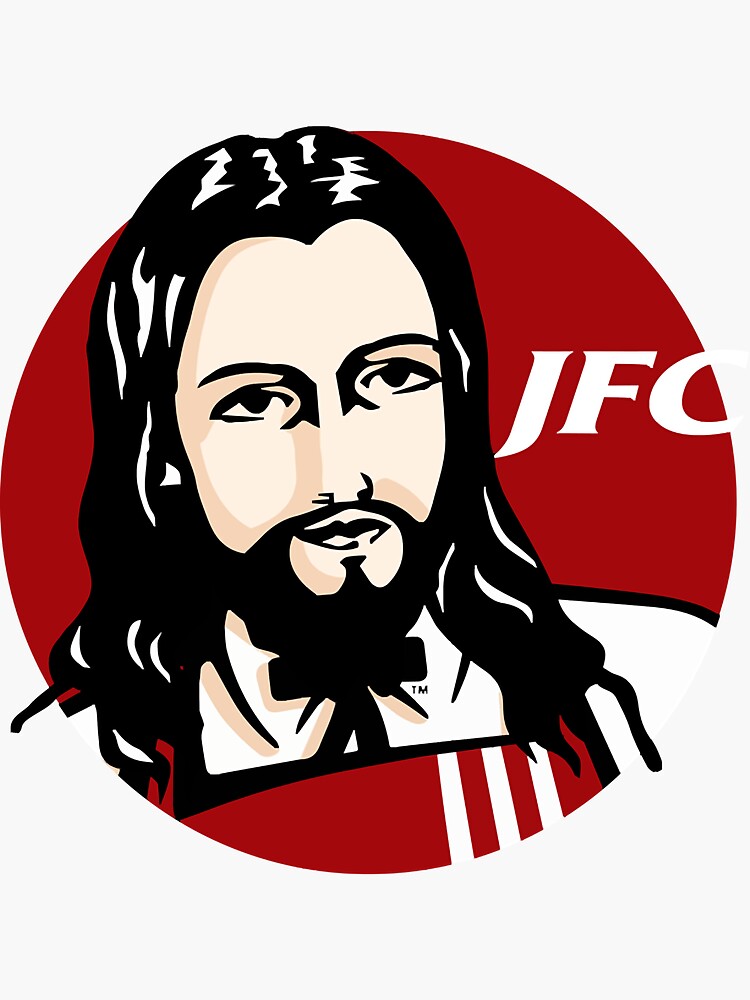 "JFC Jesus Fried Chicken" Sticker for Sale by teddiklint | Redbubble
