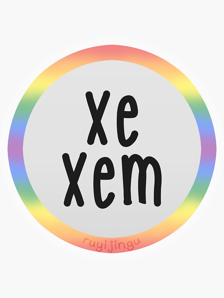 "Pronoun Badge - Xe / Xem" Sticker by ruyijingu | Redbubble
