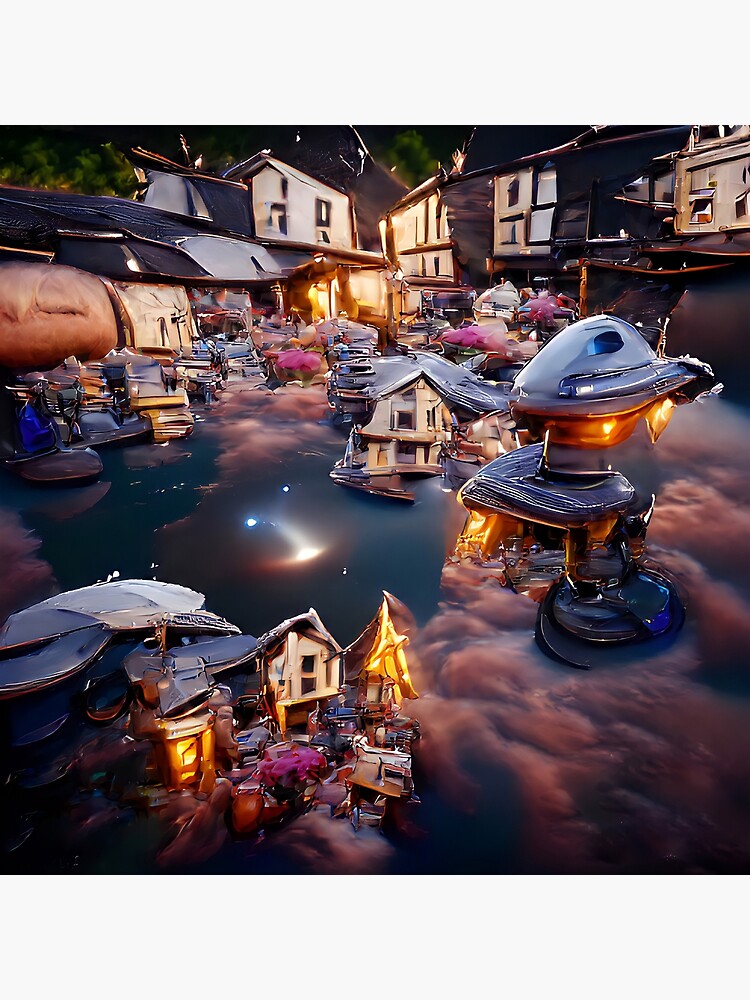 "Floating Town In Space Artwork" Poster for Sale by TheMagicalAIArt ...