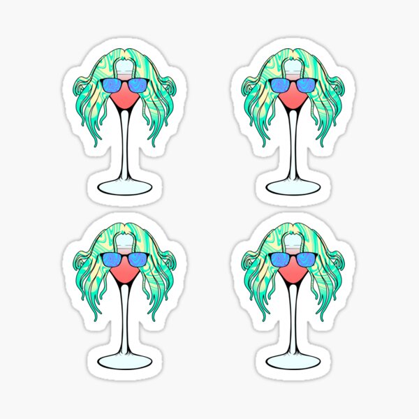 "Blue Hair Lady Cocktail Sticker Pack" Sticker by DirtyWaifu | Redbubble