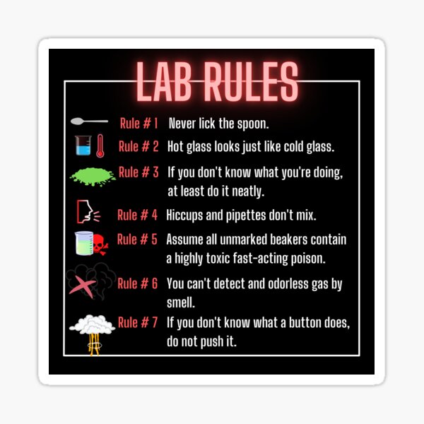 "Lab Rules" Sticker for Sale by DocTeen | Redbubble