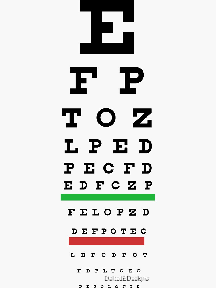 "Eye Chart" Sticker for Sale by Delta12Designs | Redbubble