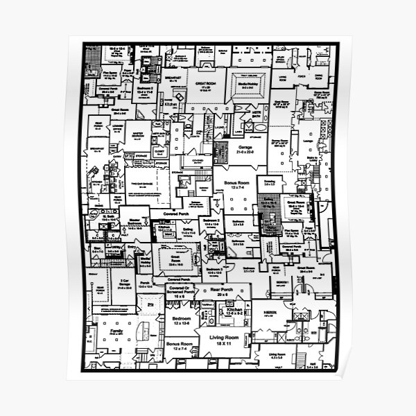 "Floor plan collage" Poster for Sale by area26 | Redbubble