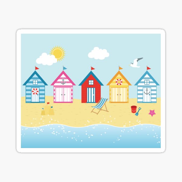 "Huts on the Beach" Sticker by StudioShine | Redbubble