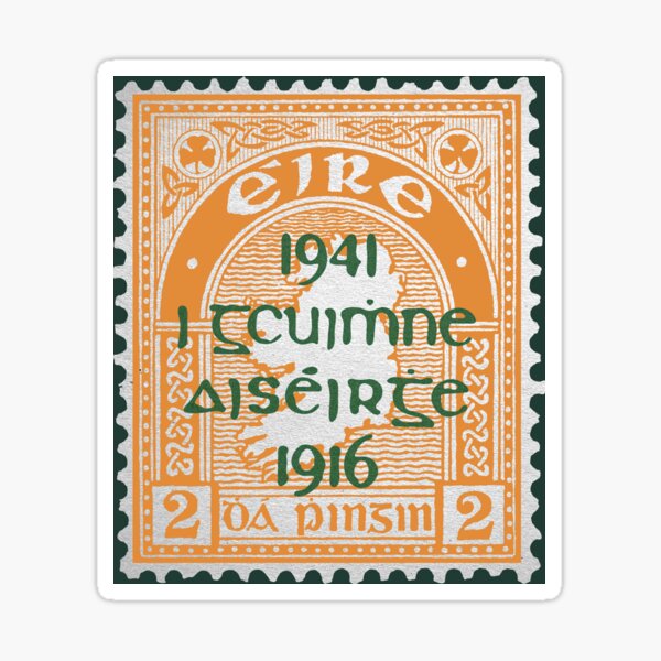"Vintage Irish Postage Stamp Éire Dhá Phingin 2p 1916-1941" Sticker by ...