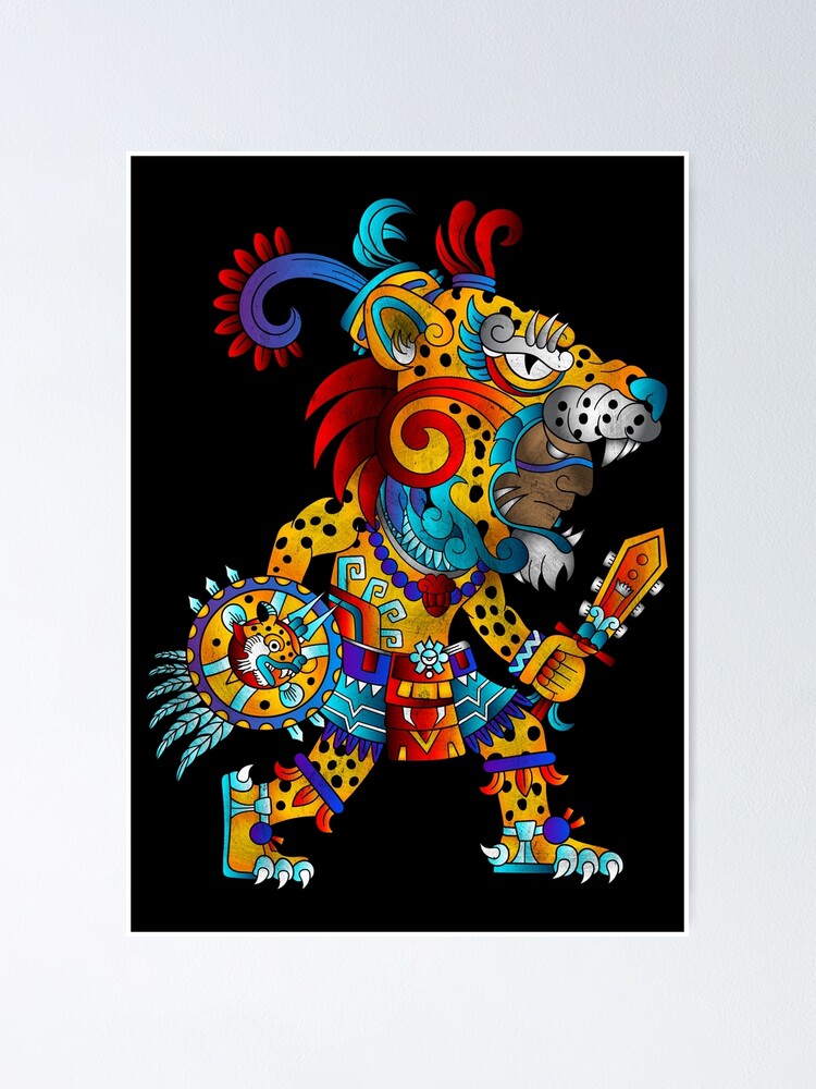 "cartoon jaguar warrior mexico aztec" Poster for Sale by guillermofarze ...