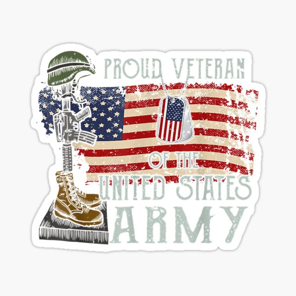 "Retro Proud Veteran Of The United States Army Pride US Flag " Sticker ...