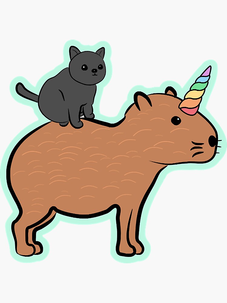 "Cat Riding A Capybara Unicorn " Sticker by phuoc43 | Redbubble