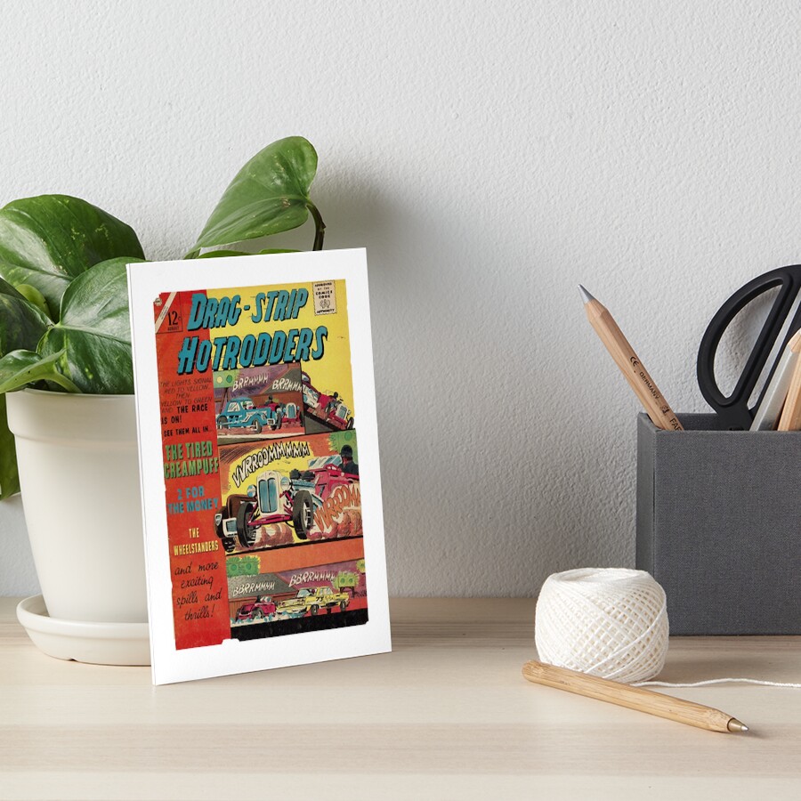 "Retro Vintage Hot Rod Drag Racing Cars Comic Book Cover Artwork " Art ...