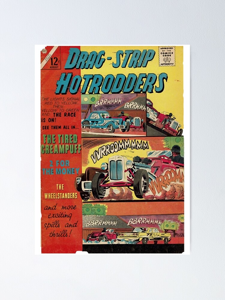 "Retro Vintage Hot Rod Drag Racing Cars Comic Book Cover Artwork ...