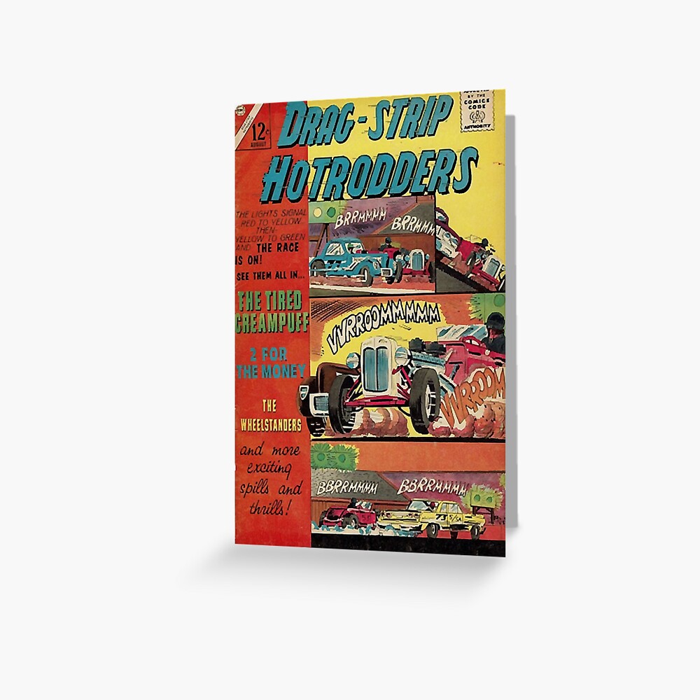 "Retro Vintage Hot Rod Drag Racing Cars Comic Book Cover Artwork ...