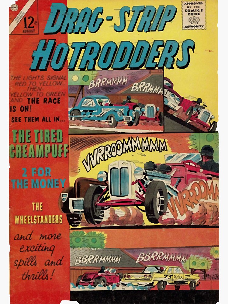 "Retro Vintage Hot Rod Drag Racing Cars Comic Book Cover Artwork ...