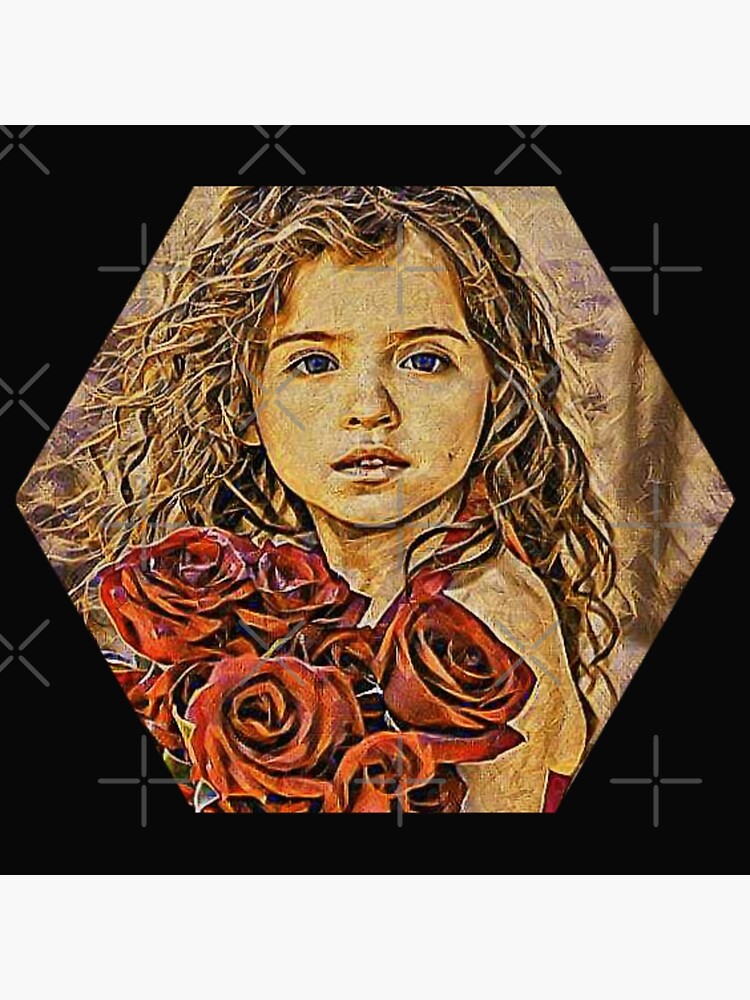 "A painting of a girl holding roses, girl drawing" Poster by anafofa ...