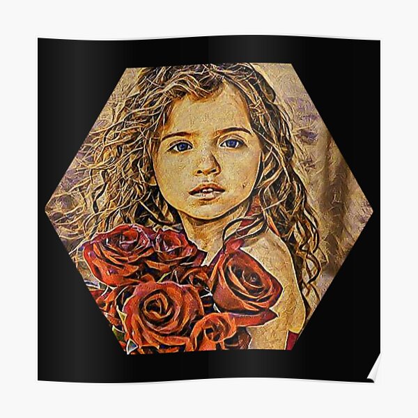 "A painting of a girl holding roses, girl drawing" Poster by anafofa ...