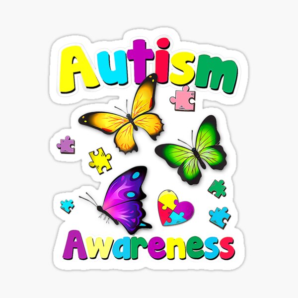"Autism Awareness Butterfly Puzzle Pieces" Sticker by Chad6438 | Redbubble