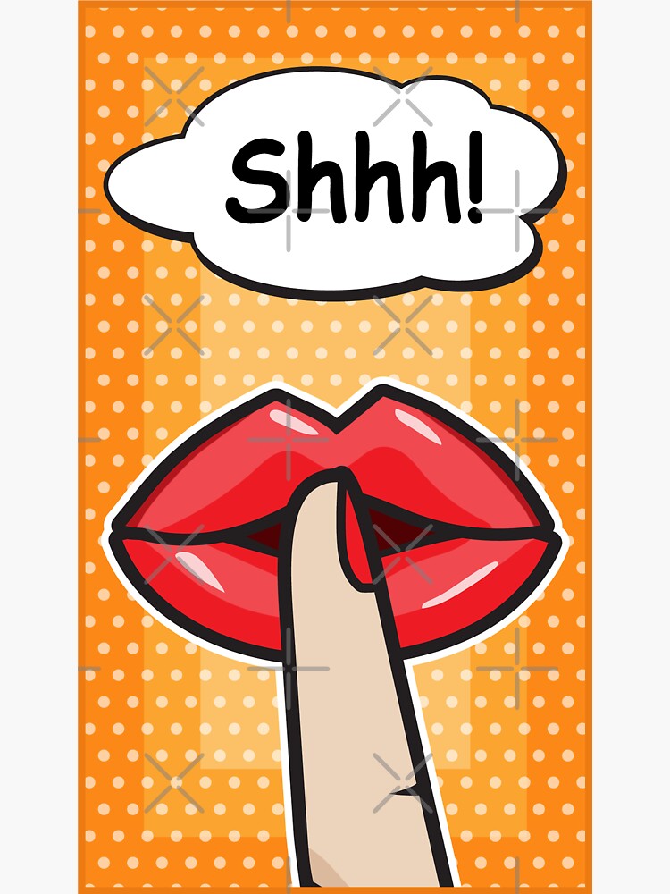 "Shhh Finger on Lips Sign for Quiet Silence Sticker" Sticker for Sale ...