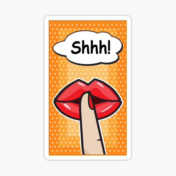 "Shhh Finger on Lips Sign for Quiet Silence Sticker" Sticker by ...