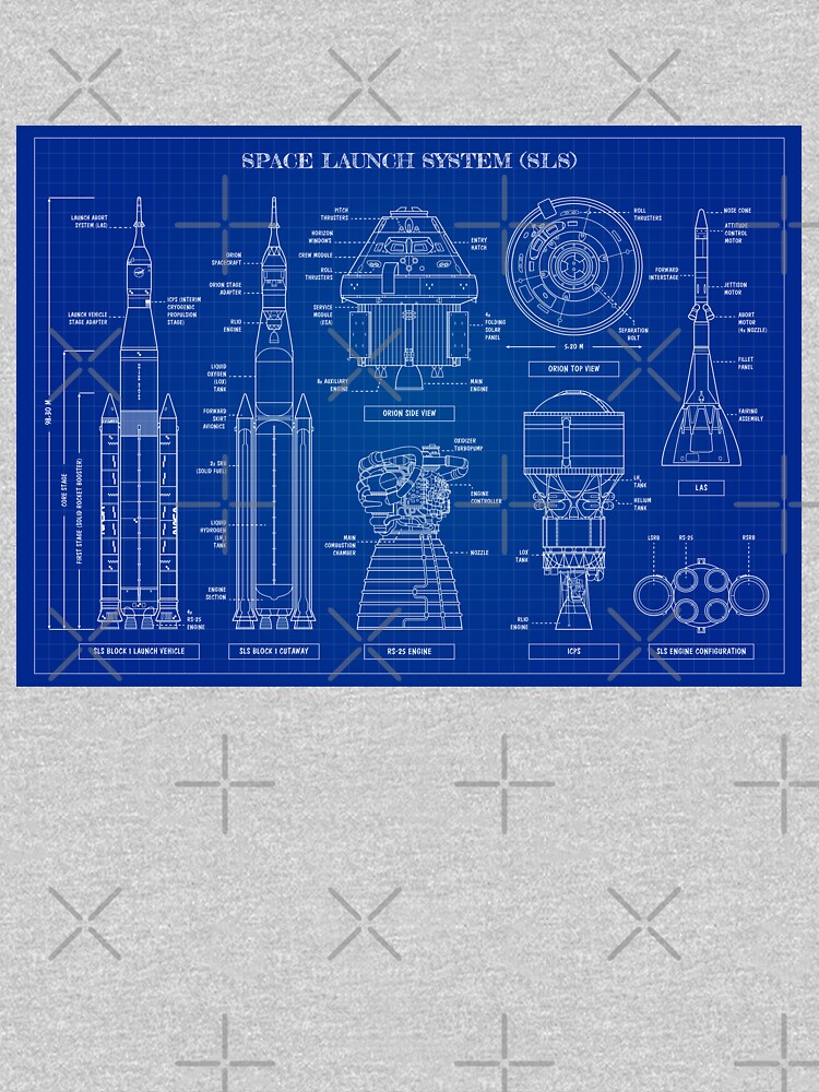 "Space Launch System (SLS) Blueprint" T-shirt for Sale by BGALAXY ...