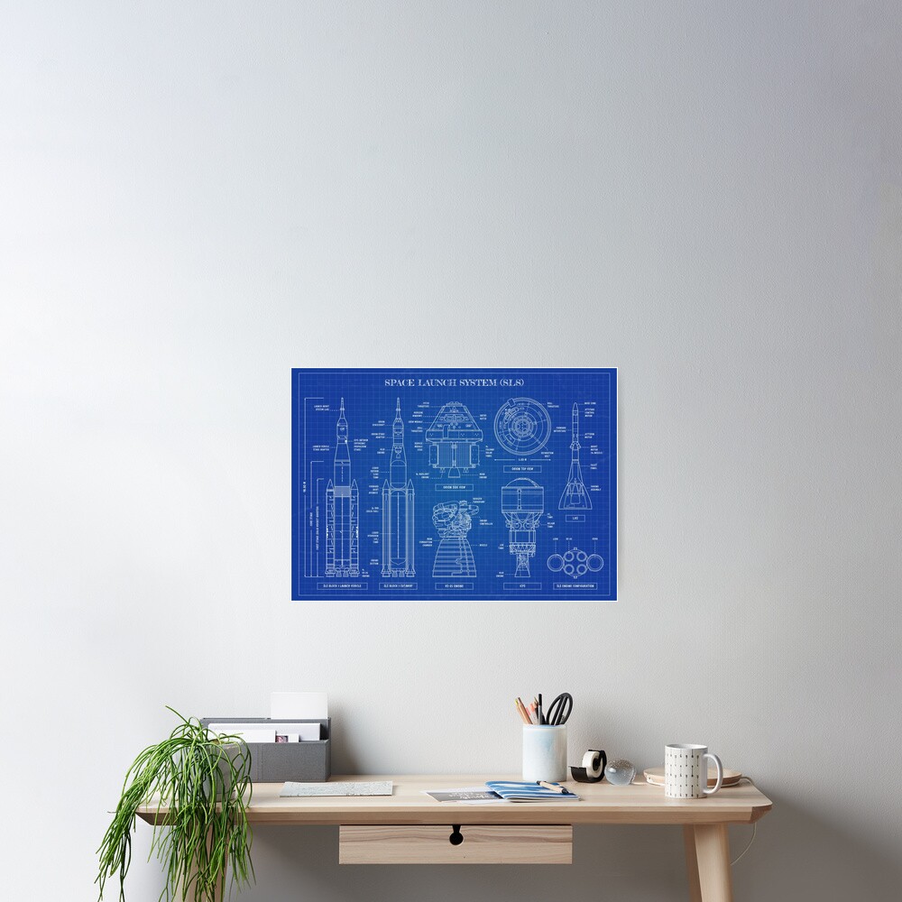 "Space Launch System (SLS) Blueprint" Poster for Sale by BGALAXY ...