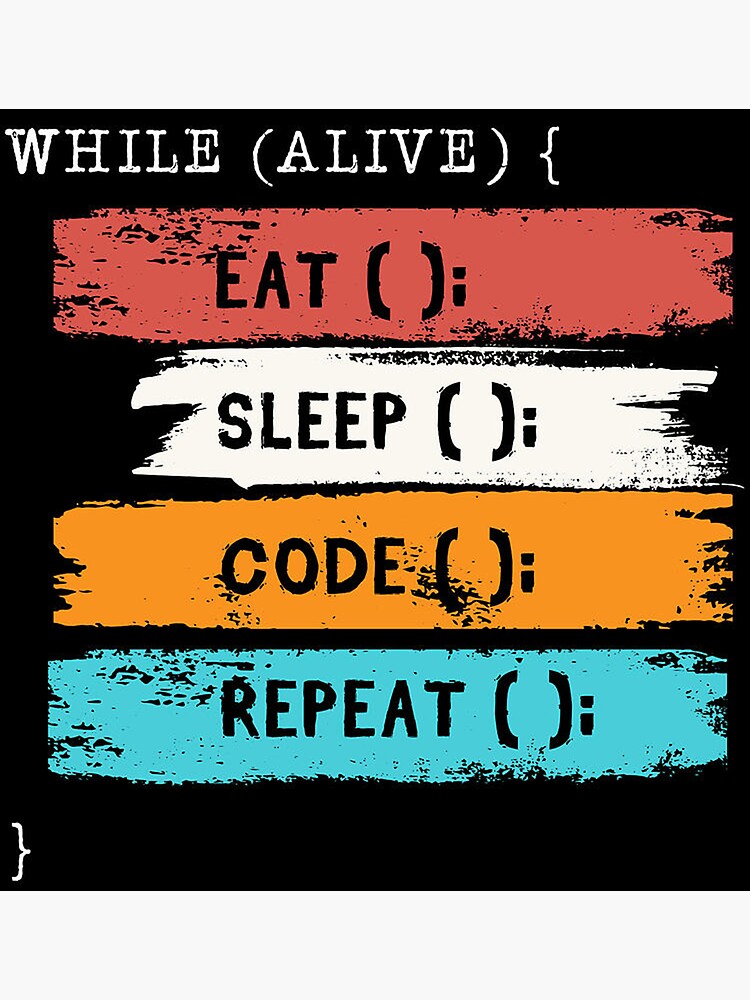 "Eat Sleep Code Repeat" Sticker by Bug-Art | Redbubble