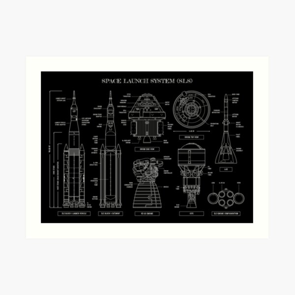 "Space Launch System (SLS) White Stencil-No Background" Art Print by ...