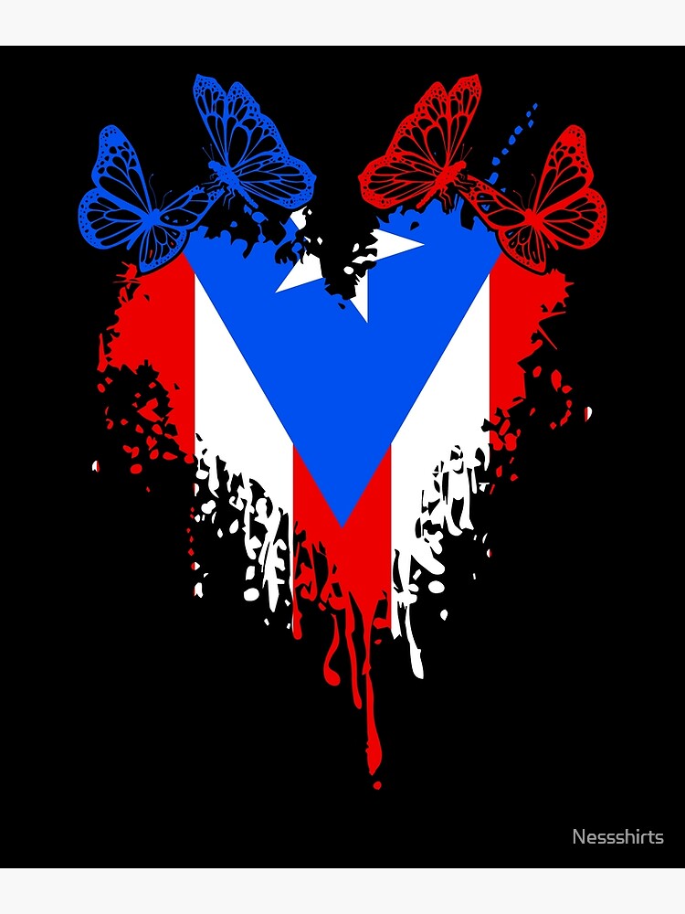 "Puerto Rico Flag Butterfly For Boricua Pride Puertorriqueños" Poster ...
