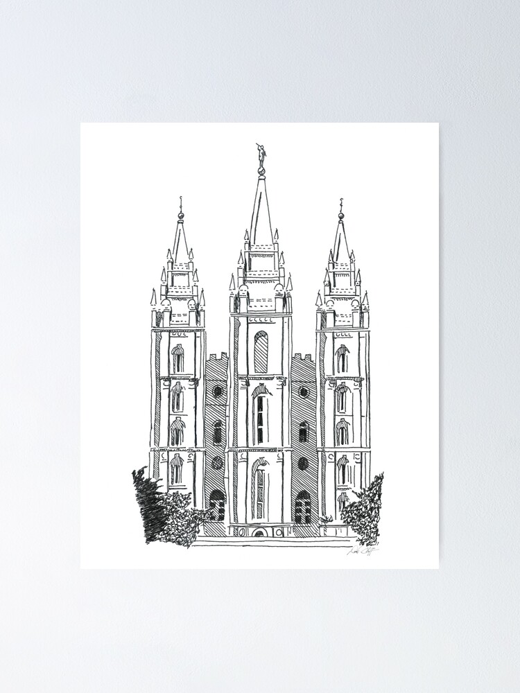 "Salt Lake LDS Temple Ink Drawing" Poster for Sale by dscarts | Redbubble
