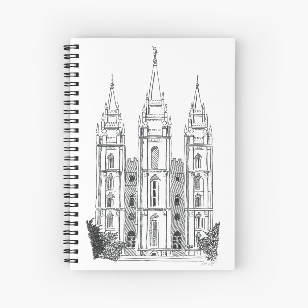"Salt Lake LDS Temple Ink Drawing" Spiral Notebook for Sale by dscarts ...