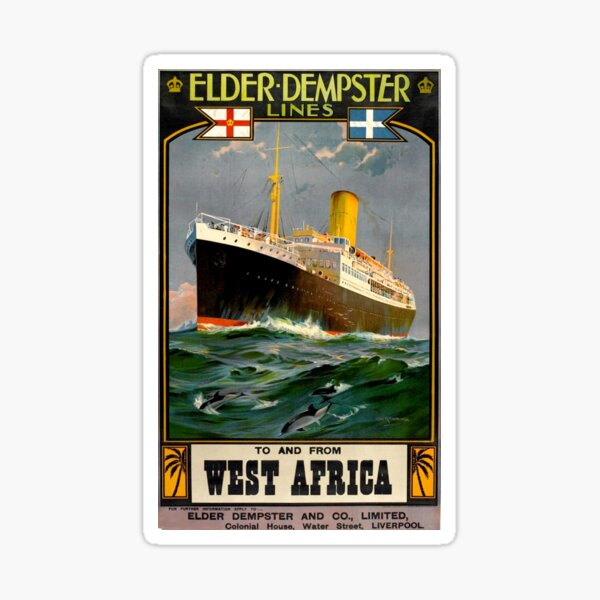 "Vintage Tourism, Travel & Cruise Poster - Boat. Elder Dempster Lines ...
