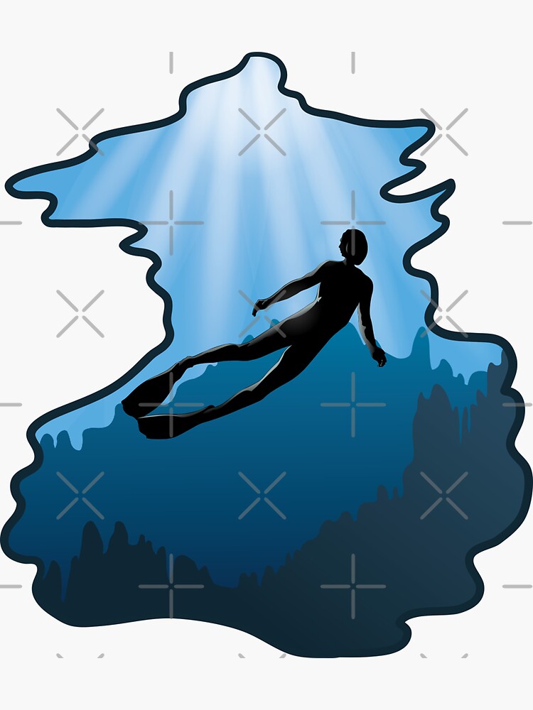 "Freediving - The Ocean Is Calling" Sticker by TheInkElephant | Redbubble