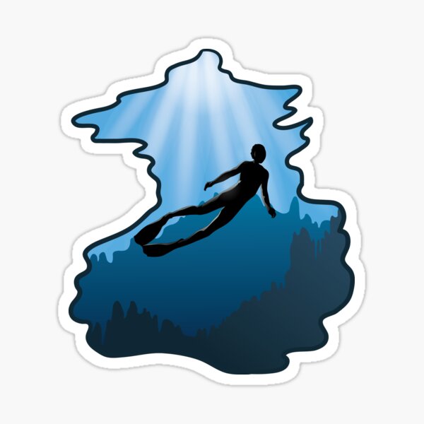 "Freediving - The Ocean Is Calling" Sticker by TheInkElephant | Redbubble