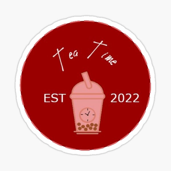 "tea time logo" Sticker by maddiejoy485 | Redbubble