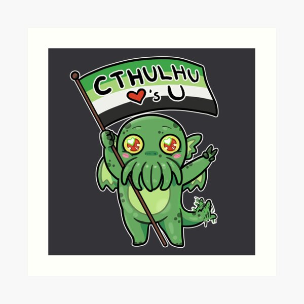 "Cthulhu With Aro Pride Flag" Art Print for Sale by CarysBowenArt ...