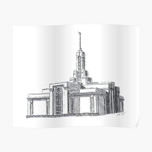 Póster «Dibujo de tinta del templo LDS Mount Timpanogos» de dscarts ...