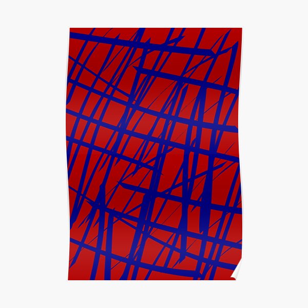 "Simple pattern of blue lines and red background." Poster for Sale by ...