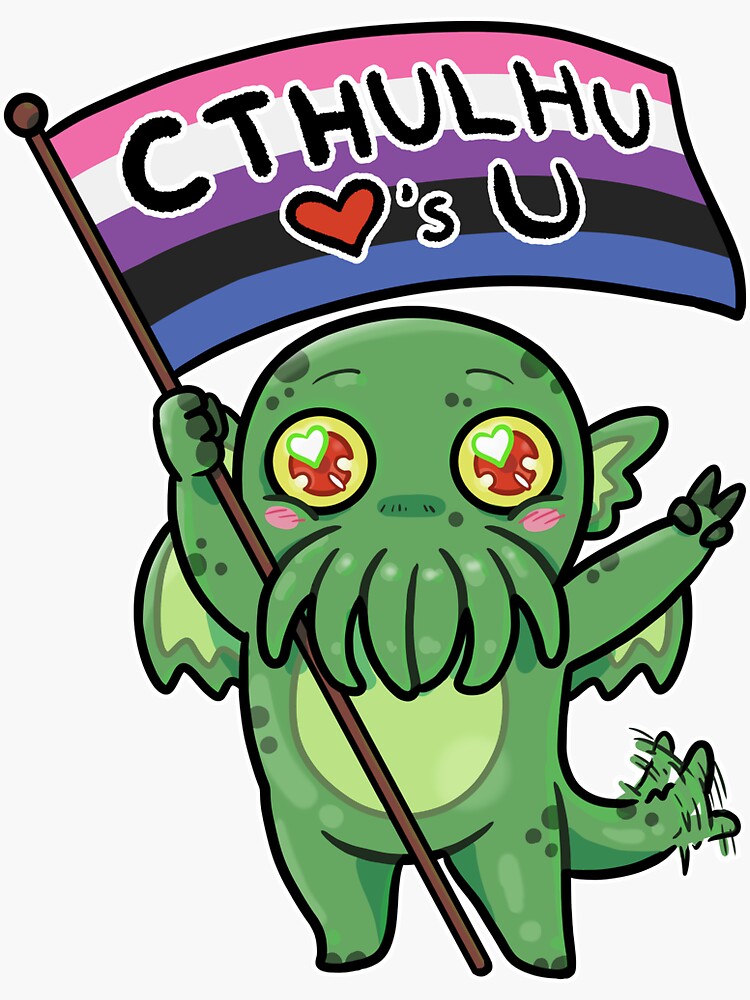 "Cthulhu With Gender Fluid Pride Flag" Sticker for Sale by ...