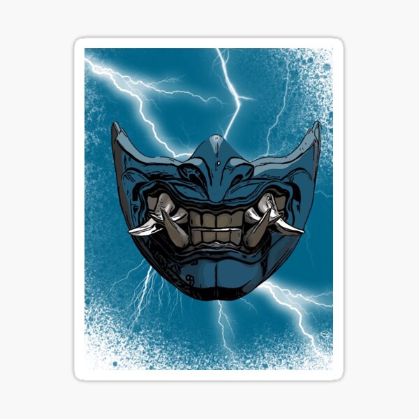 "Blue Lightning Demon Mask" Sticker for Sale by Creator84 | Redbubble