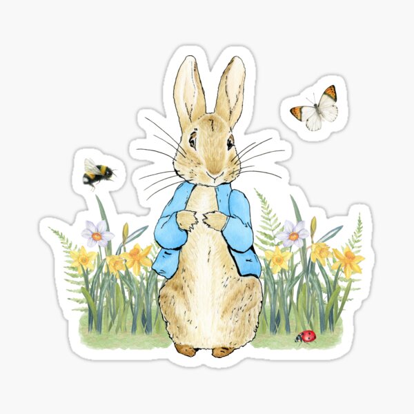 "Peter Rabbit & Spring Flowers" Sticker by AVArtDecor | Redbubble