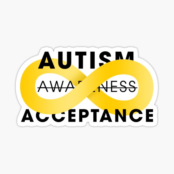 "Autism Acceptance With Gold Infinity" Sticker by Sthyouneed | Redbubble