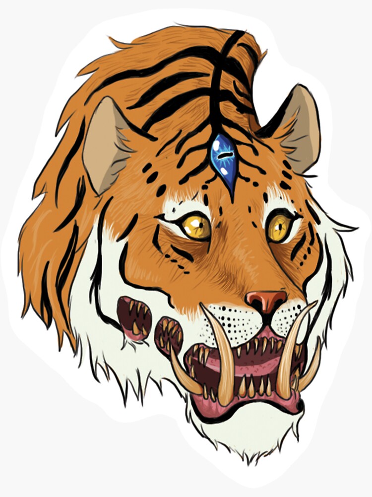 "Tiger monster" Sticker for Sale by Buzeninka | Redbubble