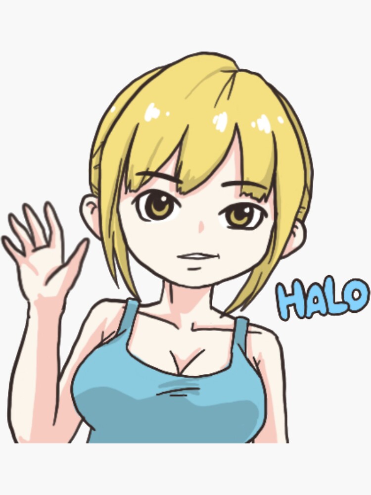 "hello anime" Sticker by arwajkhan786 | Redbubble