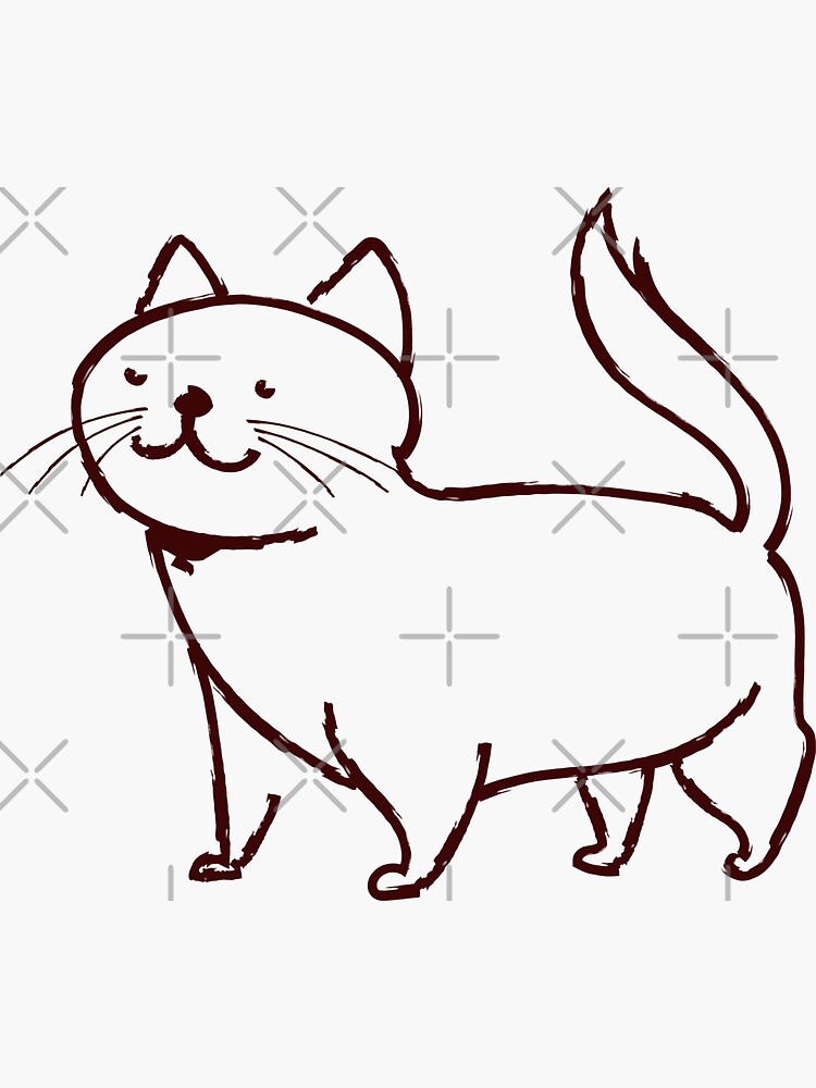 "Badly Drawn Cat Sticker" Sticker by orrnobmahmud | Redbubble