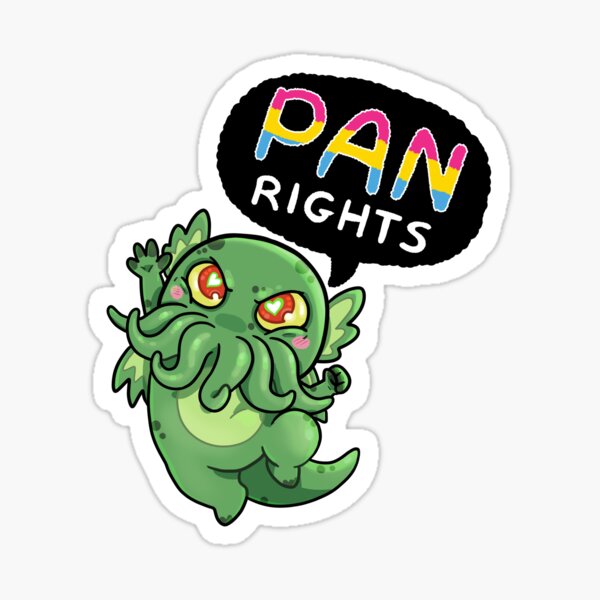 "Cthulhu Says Pan Rights" Sticker by CarysBowenArt | Redbubble