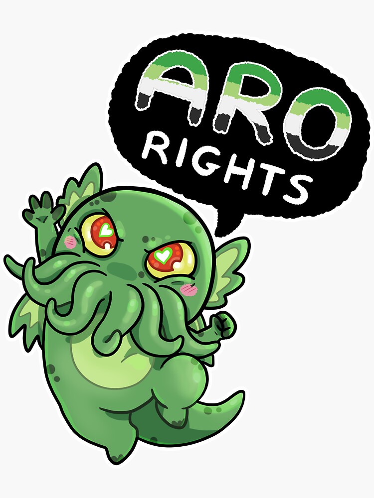 "Cthulhu Says Aro Rights" Sticker by CarysBowenArt | Redbubble