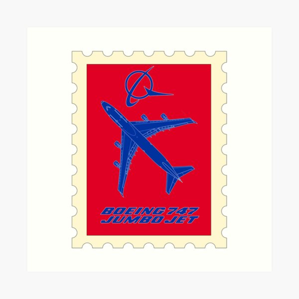 "Boeing 747 Jumbo Jet Postage Stamp" Art Print for Sale by Zephyrus ...
