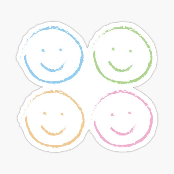 "Four Colorful Smiley Faces " Sticker by INAEART | Redbubble